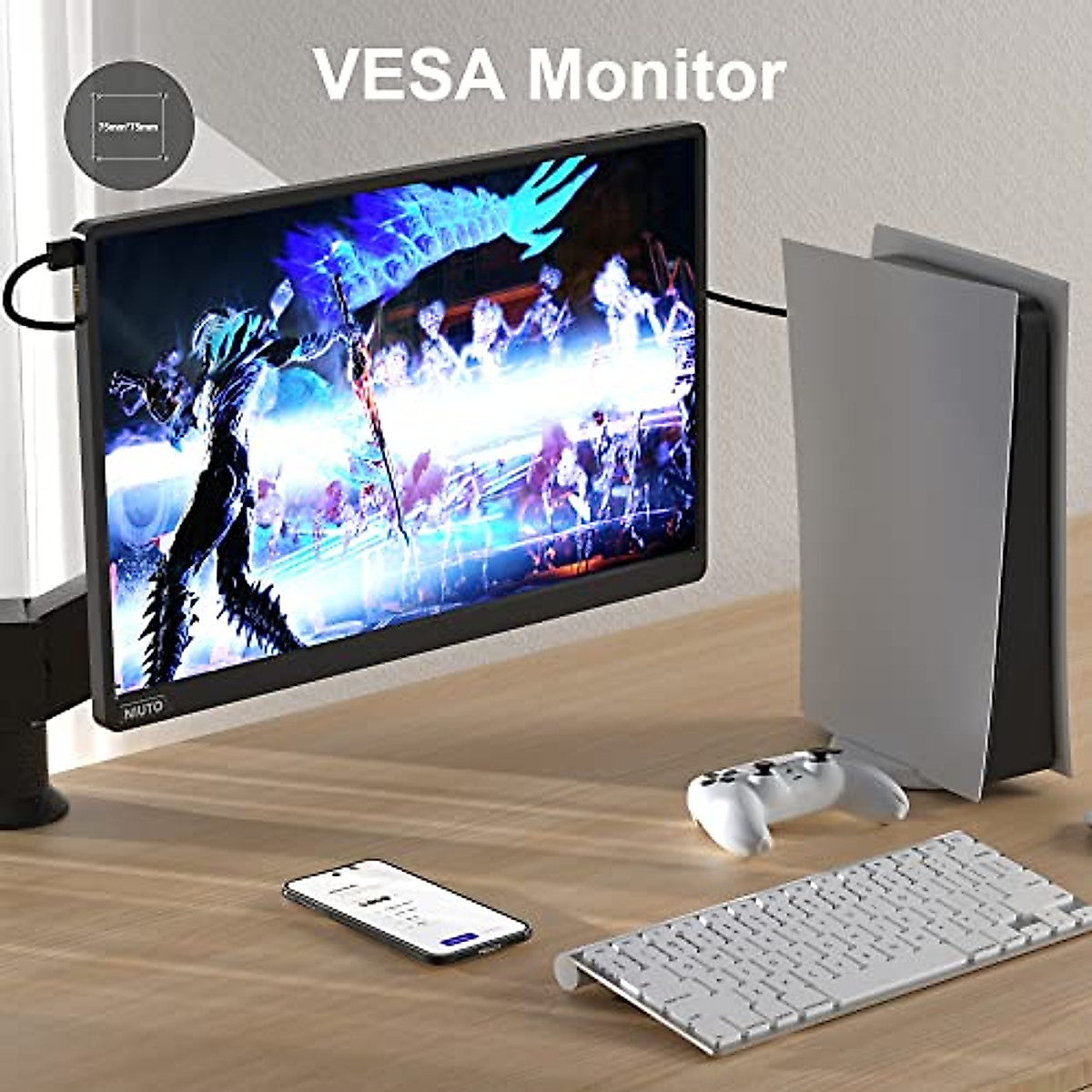 NIUTO Portable Monitor for Laptop 15.6 inch 1080p IPS 72 sRGB FHD 1920x1080 HDMI or USB C Computer VESA Display Travel Screen for MAC Mini MacBook Andriod Phone Xbox ps5 steam Deck Switch Monitor