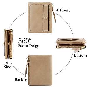 KITATU Wallet for Women Gift Genuine Leather Designer Bifold Luxury Minimalist Wallet Ladies Mini Purse with ID Window
