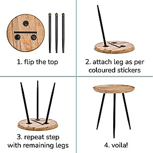 MH London Side Table - Dilan Tri Pin Small Table. Exclusively Designed Hand-Crafted Small Nightstand. Solid Wood Round End Table. Contemporary Accent Table for Bedrooms, Living Rooms and Home Office