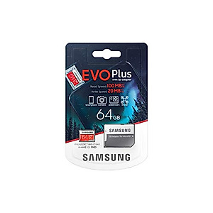 Samsung EVO Plus 64GB microSDXC UHS-I U3 100MB/s Full HD & 4K UHD Memory Card with Adapter (MB-MC64HA)