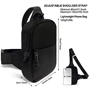 LKEX Mini Sling Bag Men Small Crossbody Bag Women Fanny Packs Casual Personal Pocket Bag Backpack Phone Chest Bag (Black-Mini（L*w*h=13 * 3 * 19cm）)