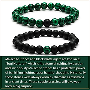 Livtor 2 Pcs Distance Relationship Bracelets Beaded His and Hers Couple Bracelet Black for Men Women