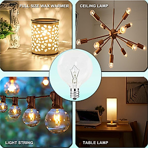 Wax Warmer Bulbs 25 Watt,G50 Light Bulbs for Full Size Scentsy Warmers,120V E12 Base G16.5 Globe Clear Light Bulbs for Candle Wax Warmer,Dimmable,Long Lifespan,Warm White,6 Pack