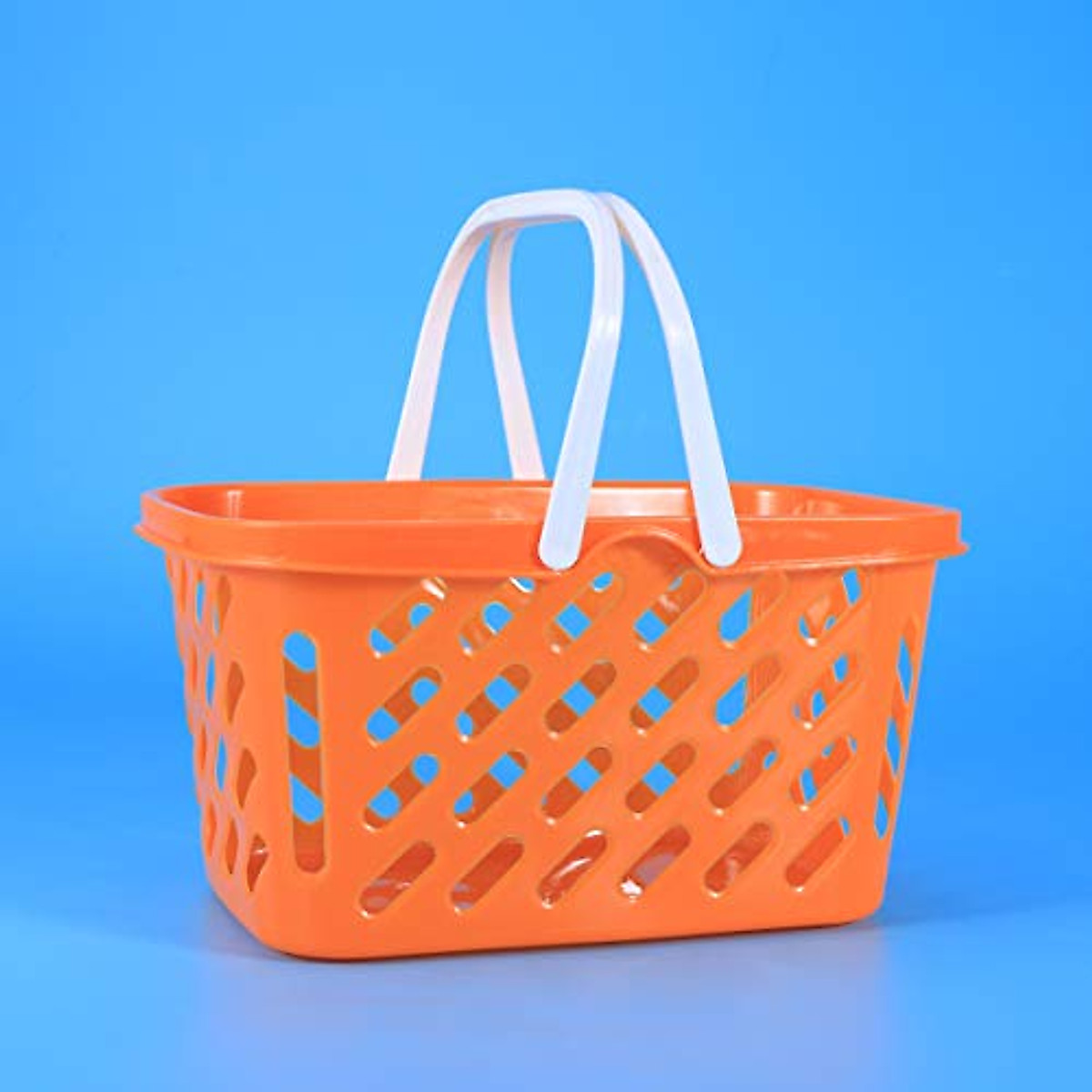 Kisangel Stackable Storage Bins 1pc Portable Grocery Basket Plastic Storage Basket Mini Picnic Basket Toys Storage Organizer for Kids Party Favors Pretend Play ( Orange ) Plastic Bins