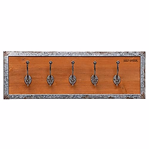 Harley-Davidson Five-Hook Solid Wooden Coat Rack w/Galvanized Metal Frame