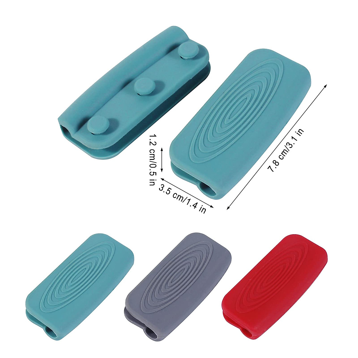 Silicone Pot Handle Sleeve, 12 Pcs Cast Iron Handle Cover, Anti-Slip Silicone Skillet Handle Cover with Buckle, for Frying Cast Iron Skillet Pan, Reusable (3 Colors)