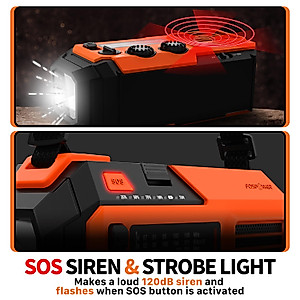 FosPower Emergency Weather Radio (Model A6) NOAA/AM/FM with 18500mWh Portable Power Bank, USB/Solar/Hand Crank Charging, Battery Operated, SOS Alarm & Flashlight for Indoor/Outdoor Emergency