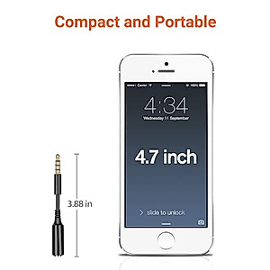 WILLIZTER 3 Pack 3.5mm Headphone Extension Cable TRRS AUX 4 Pole Extender Stereo Adapter Convertor Laptop Headset Phone 3.88 inch