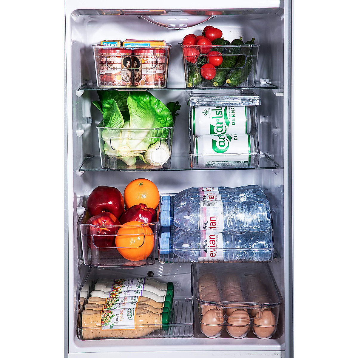 JINAMART Set of 2 Stackable Soda Can Organizer for Refrigerator with Lids, Can Holders for Pantry - Holds 9 Cans Each, BPA Free Can Organizer for Pantry, Fridge, Freezer, Countertops and Cabinets