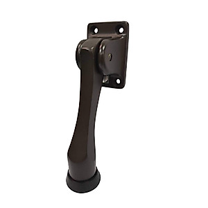 QCAA Solid Brass Drop Down Door Stop, 4", Oil Rubbed Bronze US10B, 1 Pack