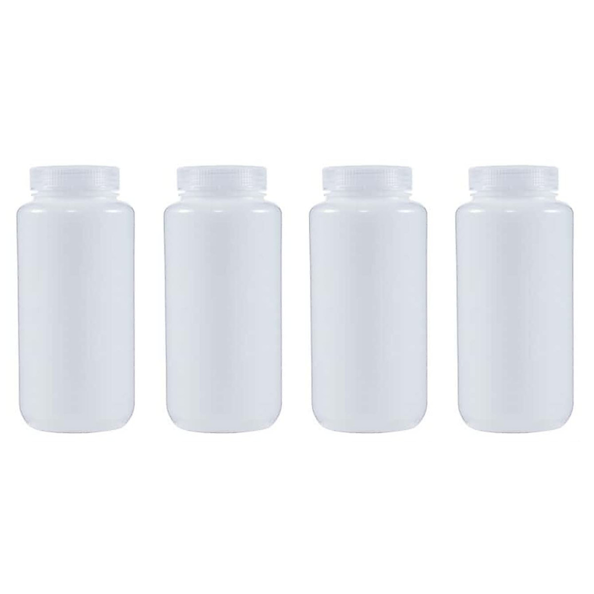 LUERFLEX 1000ML 32OZ Nature Wide Mouth HDPE Plastic Reagent Bottles with Caps Pack of 4