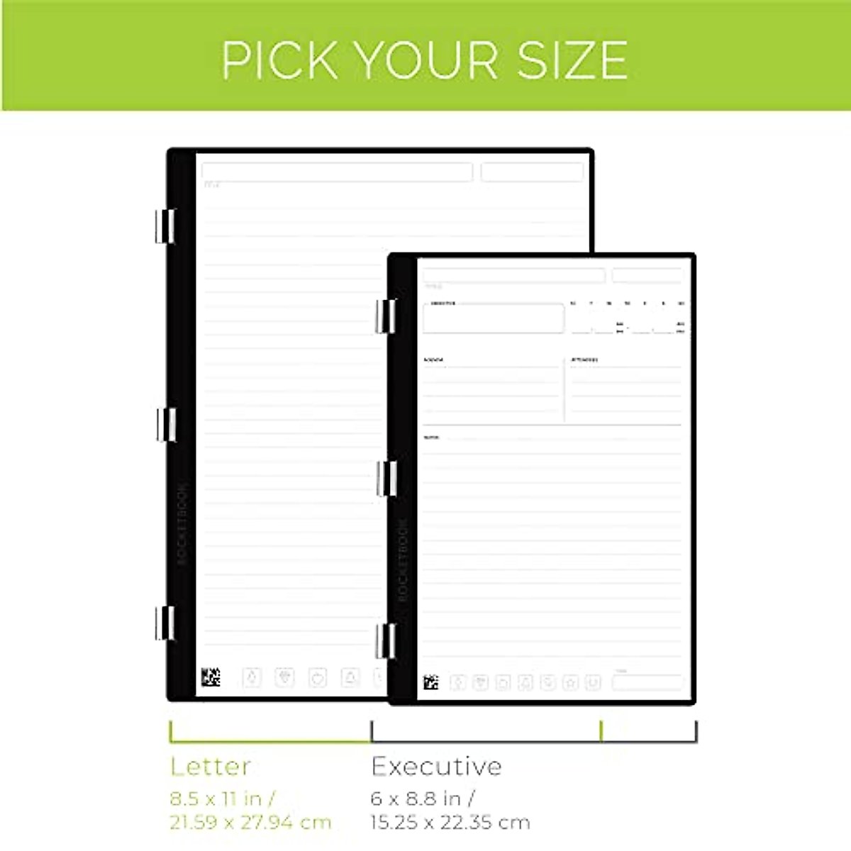 Rocketbook Pro Meeting Notes Page Pack | Scannable Pro Pages for Note Taking - Write, Scan, Erase, Reuse | 20 Sheets | Executive Size: 6 in x 8.8 in