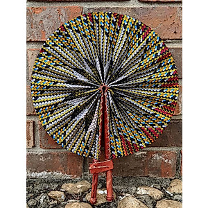 Dupsie's ANAN African Kente Print Folding Handheld Hand Fan Hand-Crafted