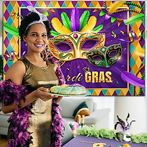 Mardi Gras Party Decorations - Mardi Gras Party Backdrop Banner Masquerade Dancing Banner Backdrop for Mardi Gras,New Orleans Masquerade Party Supplies