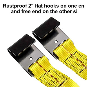 Bang4buck 2 Pieces Tow Dolly Straps, Universal Adjustable Tie Down Tow Straps 15" to 20" Rim Size Fits for Demco Kar Kaddy Dollys with 2 Flat Hooks (5" to 20" Rim Tow Strap_Yellow)