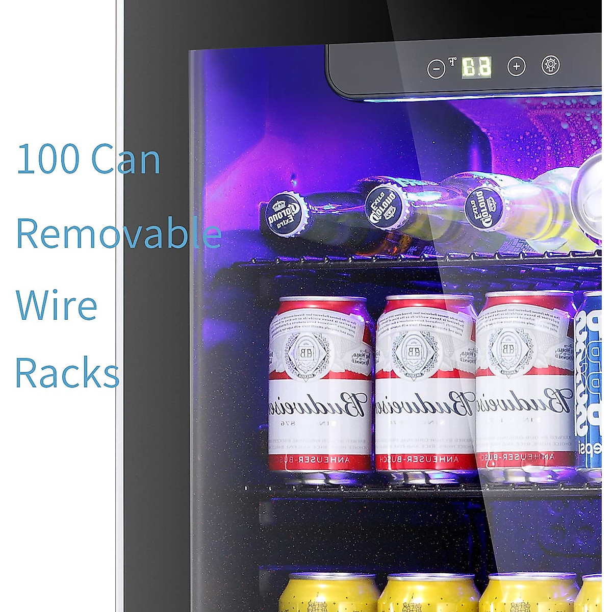 Antarctic Star Beverage Refrigerator Cooler, 100 Can Mini Fridge Glass Door for Soda Beer or Wine Glass Door Small Drink Dispenser Adjustable Clear Front for Home, Office or Bar, 3.1cu.ft.…