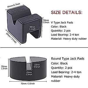 Toolly 4 Packs Floor Jack Pad Adapter for Jack Stands 2-4 Ton Universal Heavy Duty Rubber Jack Disk Pads Slotted Frame Rail Pinch Welds Protector for Lifting Car