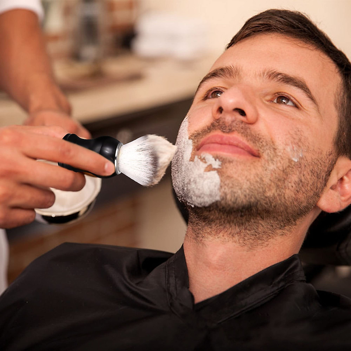 CCbeauty Shaving Brush and Bowl Kit for Men, 3-IN-1 Wet Shave Brushes Set with Stainless Steel Shaving Cup Mug 3.23'', Safety Razor Stand Holder Birthday Fathers Day