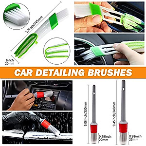 ALL4DETAIL 28Pcs Car Detailing Brush Set, Car Detailing Supplies, Car Cleaning Kit (Car Detailing Brushes,Drill Brush,Polishing Pads,Wheel Brush,Wash Mitt/Towel,Ceramic Coating Applicator,Suede Cloth)