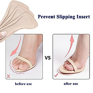 2 Pairs High Heel Inserts Women, ¾ Adhesive Cushioning Insoles, Sockless Shoe Insoles Anti-Slip, Invisible High Heel Relief Insoles for Sandals Flats Pump Dress Shoes Boots