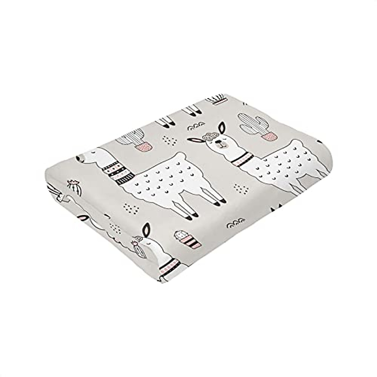 Llama and Cactus Flannel Reversible Sherpa Throw Blanket Fuzzy and Soft Fleece Bed Blanket50 40 inches