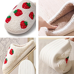 Vdidnts Heart Slippers For Women Strawberry Slippers Couple House Shoes Memory Foam Flat Slippers Strawberry 39/40