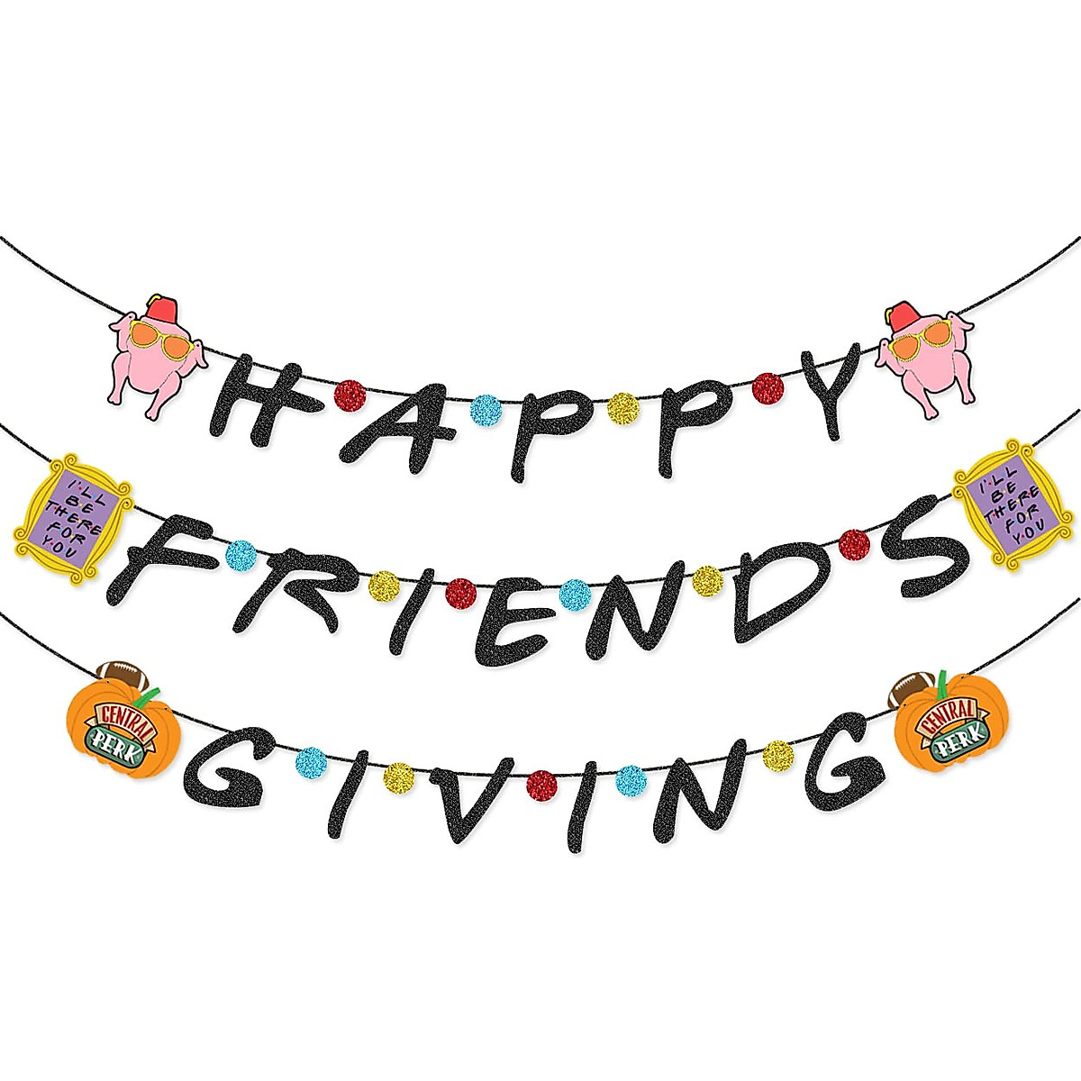 Happy Friendsgiving Banner for Thanksgiving Friends Party Decorations Photo Props (Friendsgiving)