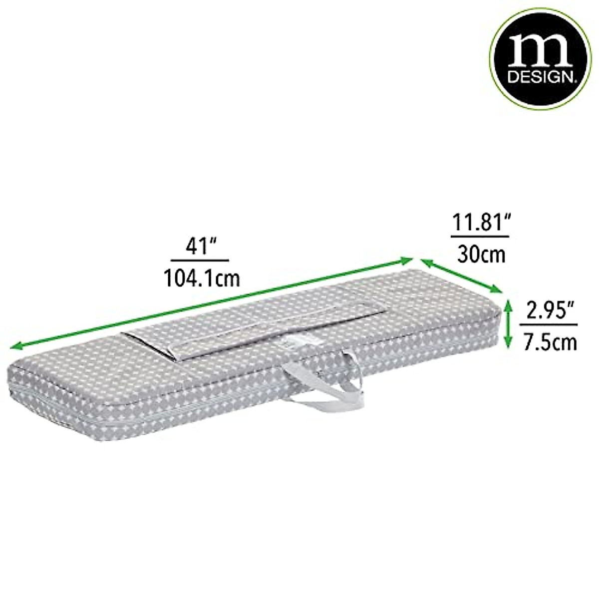 mDesign Long Gift Wrapping Organizer Storage Bag with Handles - Wrapping Paper Holder for Christmas and Holiday Giftwrap - Zipper Closure Wrapping Paper Storage Bag Container with Polka Dots - Gray