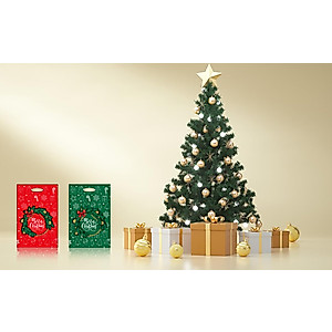 jabberwpacking 100pcs Christmas Gift Bags 7.8"x11.8" Medium Plastic Christmas Gift Wrapping Bags for Gifts Presents Xmas Holiday Party