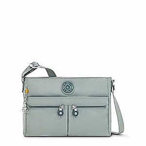 Kipling Womens Women's New Angie Handbag, Lightweight Bag, Nylon Travel Crossbody Bag, Tender Sage C, 10.75 L x 8 H 3 D US
