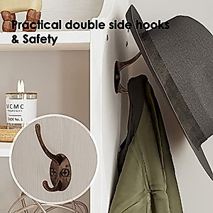 LIKIMIO Night Stand 55" Tall, End Side Table with with Charging Station and Storage Cabinet, Small Bookshelf, for Living Room Office Bedroom, Industrial White