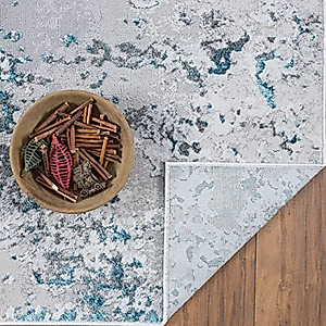 Dara Antik Abstract Pattern Turquoise 2x3 Contemporary Modern Area Rug