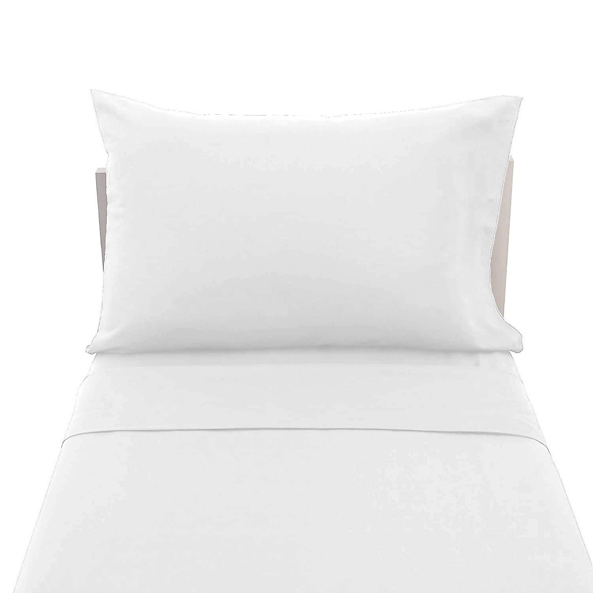 PLAIN PRINTED LINEN 3-Piece Toddler Sheet Set, 100% Cotton Fitted Sheet, Flat Sheet and Envelope Pillowcase, Toddler Bed Set,Crib Sheets Set,Mini Crib Sheets (White Solid)