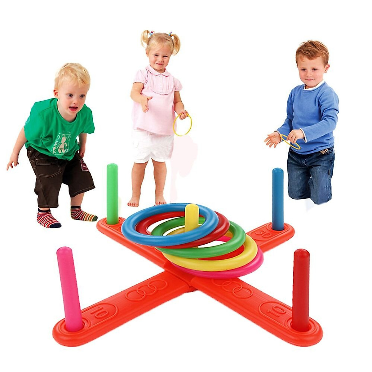 Toxz Child's Hoop Ring Toss Plastic Ring Toss Quoits Garden Throwing Game Pool Toy Outdoor Fun Set,Safety Material