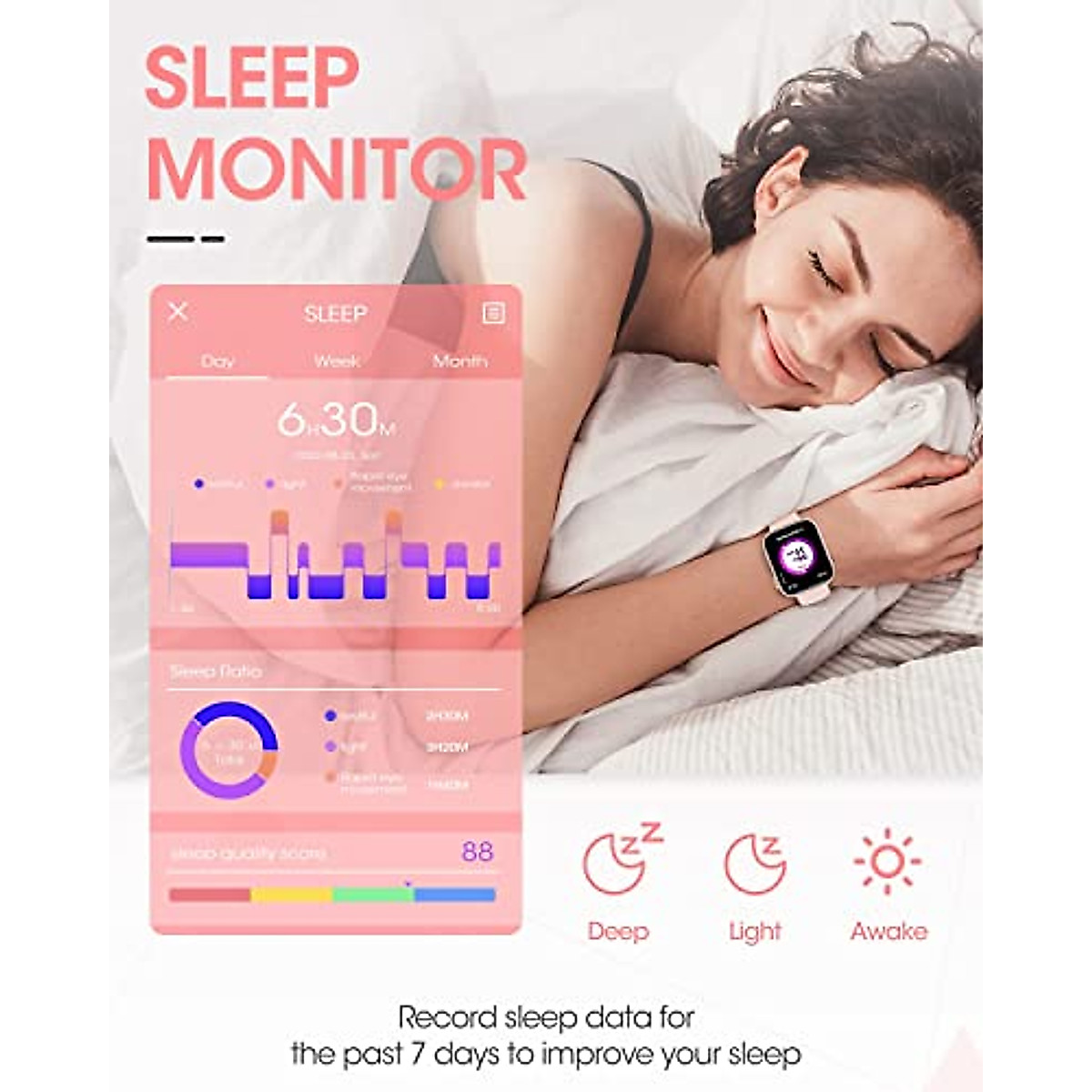 Smart Watch Women(Answer/Make Calls), 2023 Newest 1.8'' Bluetooth Smart Watch for Android iPhones, 5ATM Waterproof Outdoor Fitness Tracker with AI Voice/Heart Rate/SpO2/Sleep Monitor, Smartwatch Pink