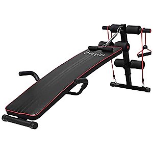 Soozier Multifunctional Sit Up Bench Ab Core Workout Exercise Bench Adjustable Thigh Support for Home Gym Black