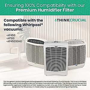 Crucial Air Replacement Air Purifier Filter - Compatible with Whirlpool Part # 8171434K, 1183054K - Fits Whirlpool Air Purifier Model AP450, AP45030HO, AP510 - Bulk (2 Pack)