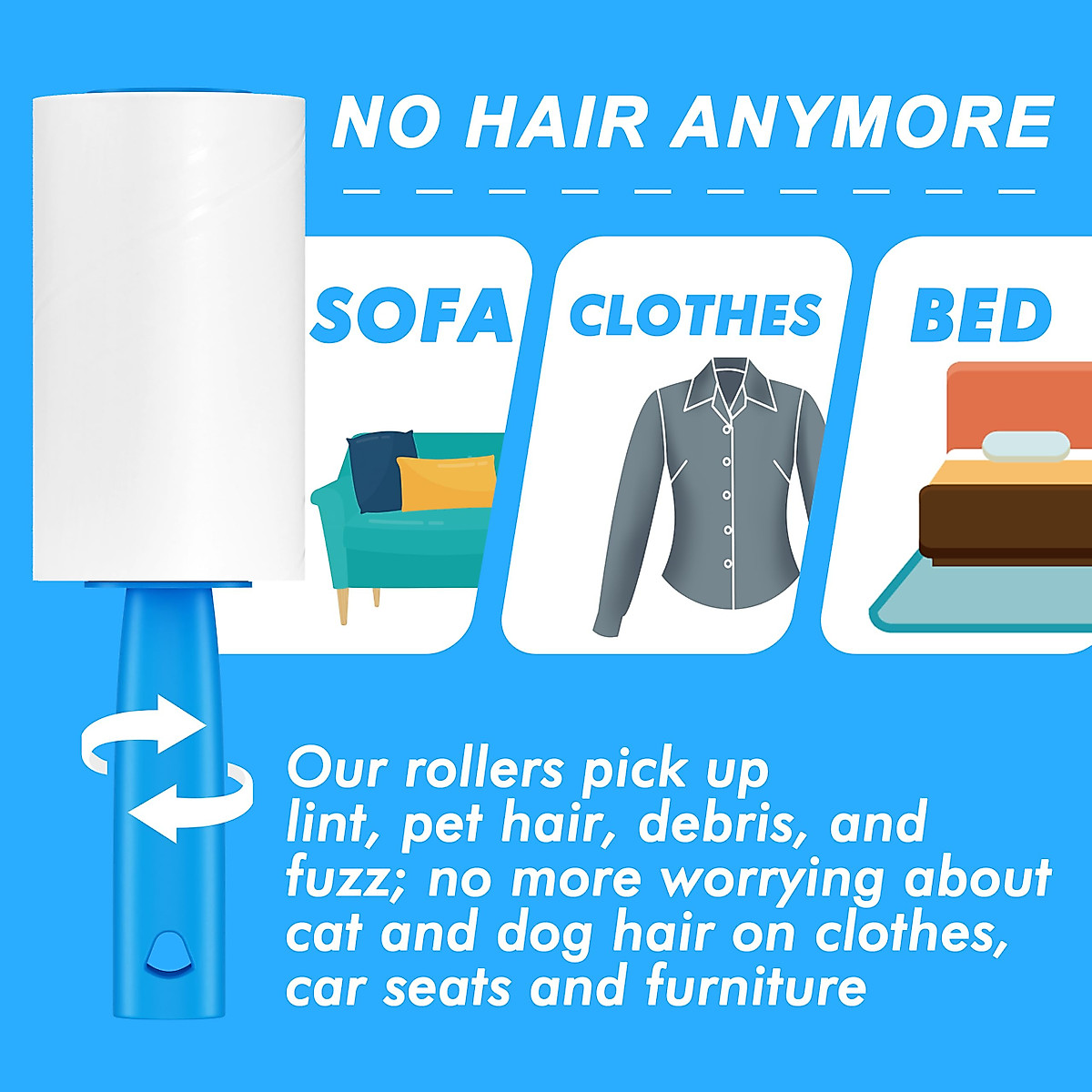 Extra Sticky Lint Roller, Mega Value Set 400 Sheets for Pet Hair Removal, Dog and Cat Lint Remover for Clothes, Furniture, Carpet