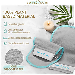 LOVE, LORI Exfoliating Glove (Set of 2) - 100% Viscose Fiber Exfoliating Mitt - Dead Skin Remover for Body, Keratosis Pilaris & Self Tanning - Improve Skin Texture - Self Care Gifts for Women