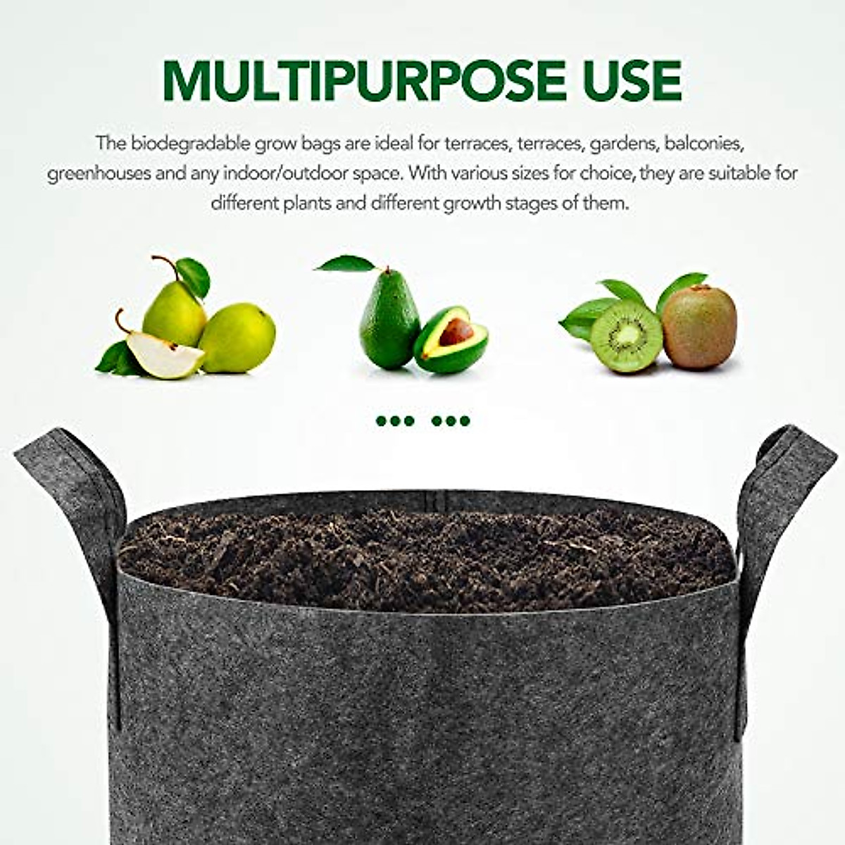 Delxo 12-Pack 15 Gallon Heavy Duty Aeration Fabric Pots Thickened Nonwoven Plant Grow Bags Grey