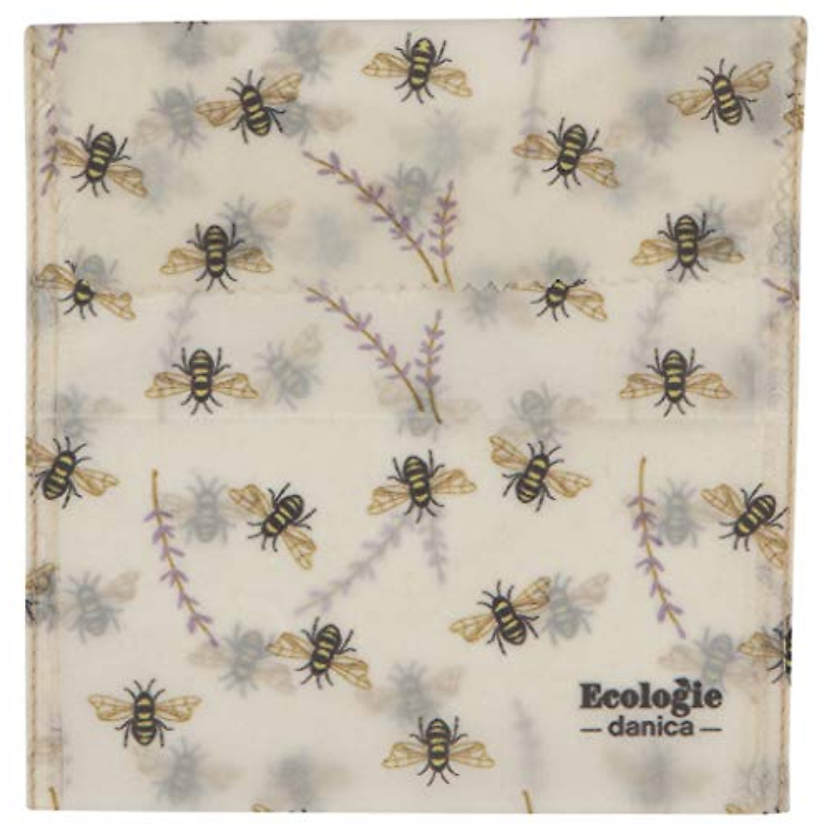 Ecologie by Danica Reusable Beeswax Sandwich Bag Bees, Reusable Food Storage Wrap, W6.5 x L6.5", Set of 2