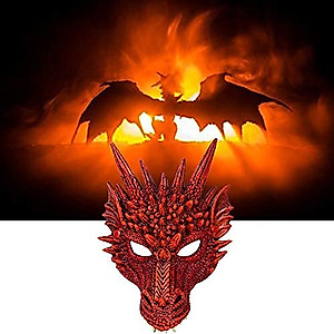 Alodidae 3D Dragon Mask Halloween Party Costume Cosplay for Adults Men, Scary Animal Half Face Masks (Red)