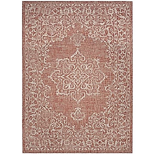 SAFAVIEH Courtyard Collection 8' x 11' Terracotta/Beige CY8481 Indoor/ Outdoor Waterproof Easy-Cleaning Patio Backyard Mudroom Area-Rug