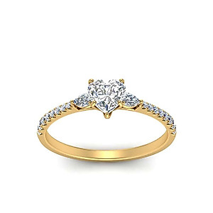 SISGEM 10K 14K 18K Solid Gold Heart Engagement Rings for Women,Heart-Shaped Halo Moissanite Rings Wedding Engagement Anniversary Promise Bridal Bands with Engraved Name (14K Real Gold)