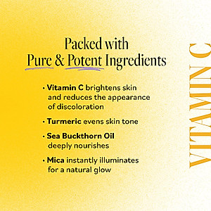 Derma E Vitamin C Glow Face Oil, Facial Oil Nourishes, Brightens and Illuminates for a Radiant Glow, Moisturizing Face Oil with Turmeric, Seabuckthorn and Red Raspberry, 1 Fl Oz