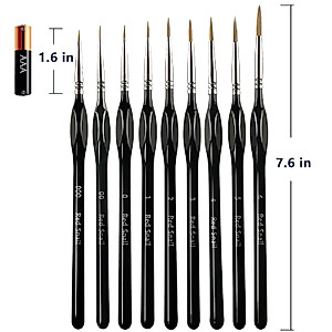 9PCS Miniature Paint Brushes - Detail Paint Brush Set, Small Paint Brush, Thin Paint Brushes, Paint Brushes for Kids, Model Paint Brushes, Artist Paint Brushes, Fine Point Brushes by Red Snail