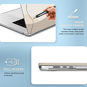 iCasso for MacBook Air 15 inch case 2024 2023 M3 M2 Chip Model A3114 A2941, Protective Plastic Hard Shell Case + Keyboard Cover + Screen Protector for MacBook Air 15.3", Art Modern Brown