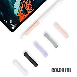 3 Pack Grips Case for Apple Pencil 2nd Generation/ 1st Gen, Support iPad Magnetic Charging, Sensitive Double Click, SIXFU Regular Stylus Grips Anti Roll Soft Cover for iPencil (Pink, Purple,White)