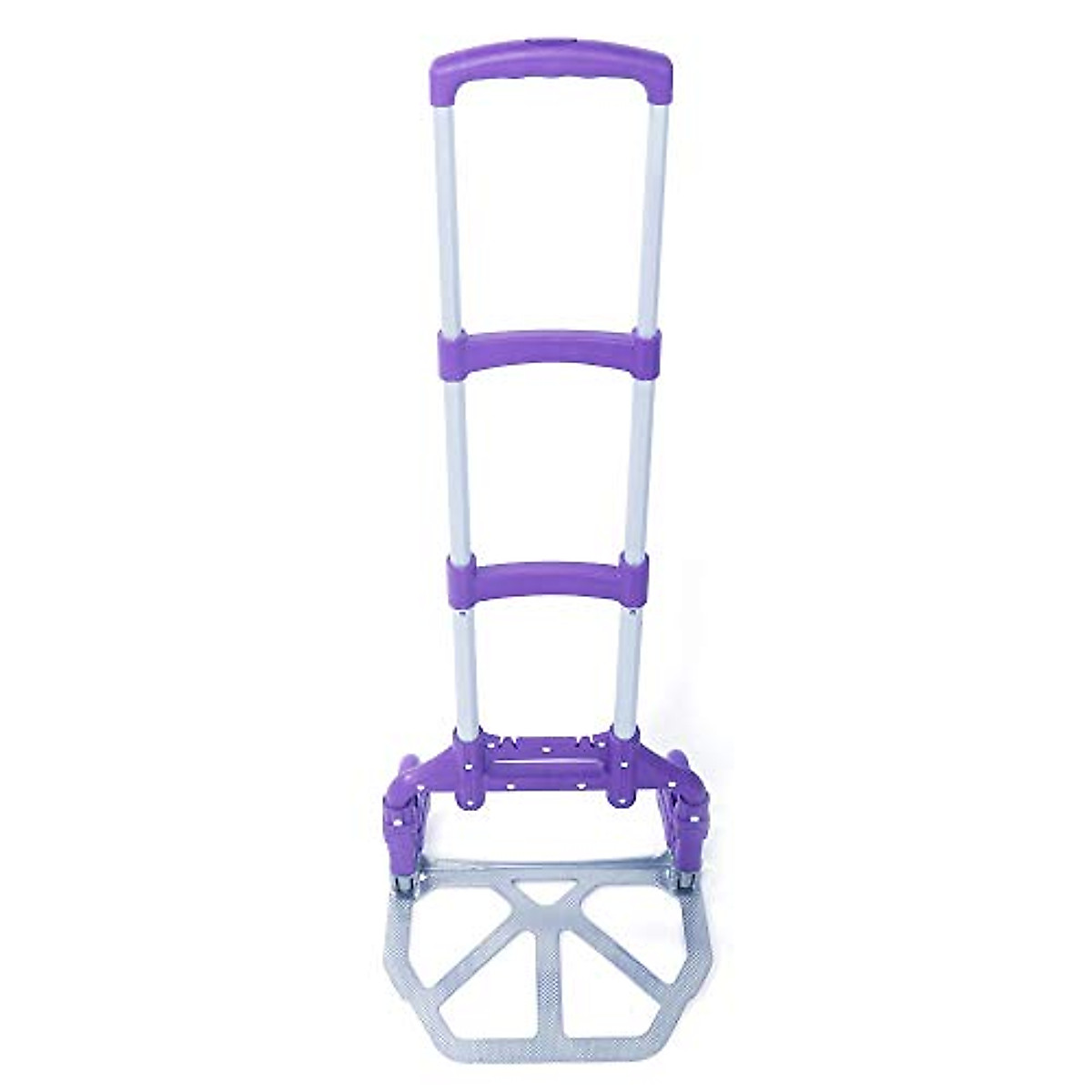 Aluminium Portable Folding Collapsible Push Truck,Hand Trolley Luggage Hand Cart and Dolly 165.35 lbs (75kg) for Home, Auto, Office,Travel Use (Purple)