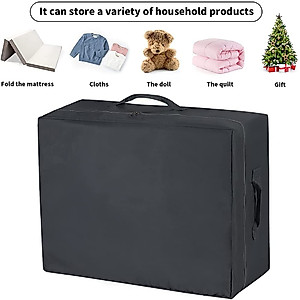 Tri-Fold Mattress Carry Case Bag Waterproof Foldable Memory Foam Narrow Twin Mattress Cases Mattress Cover Sturdy Carrying Storage Bags for 4-6in Queen Tri-Fold Guest Bed Mattress 32.5x16x27.5in